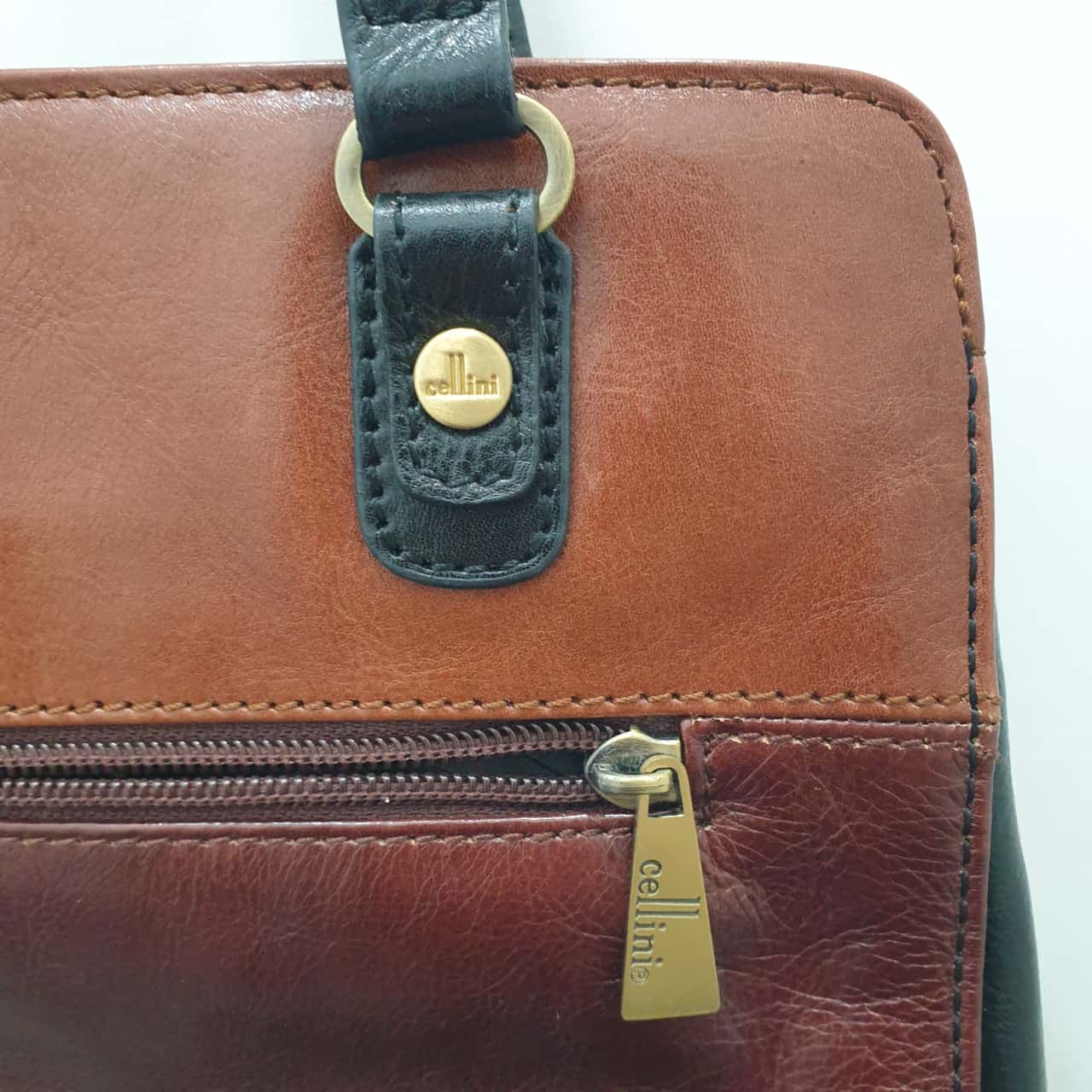 Cellini Womens Tricolour Leather Tote Black/Brown (NWOT)(s)
