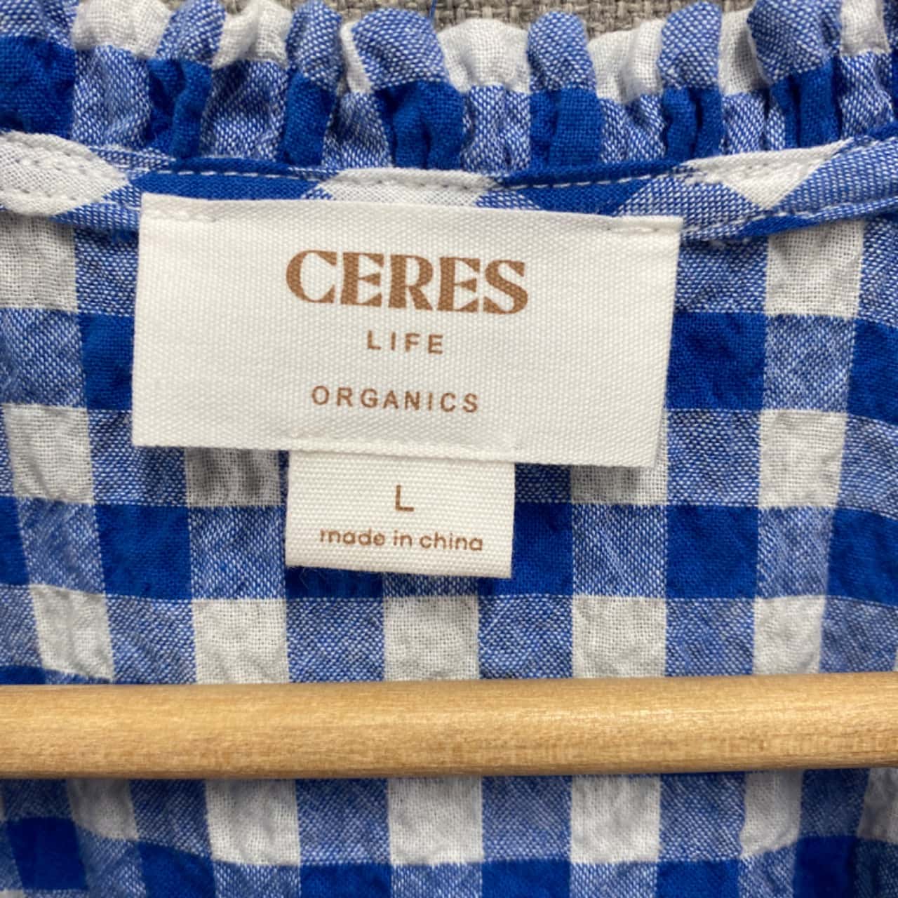 Ceres Life Womens Size L Midi Dress Blue / Checked / White (s)