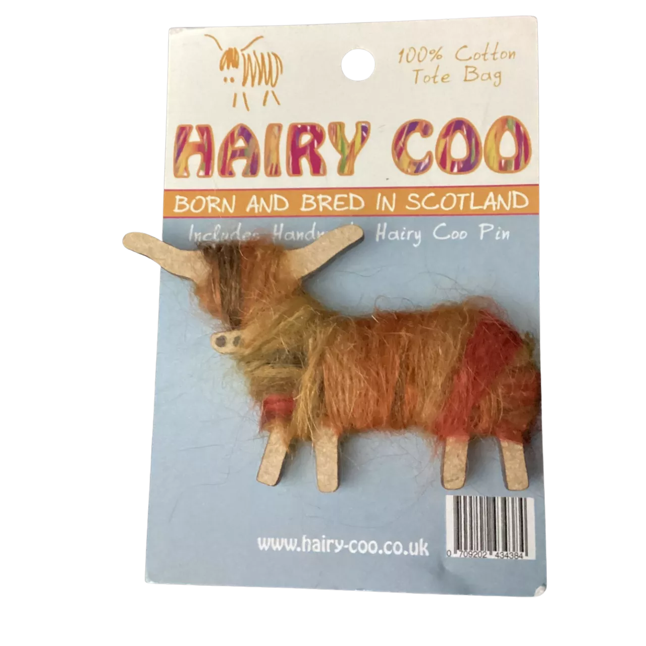 Hairy Coo Scotland Hand Made Pin Brooch Brown (s)