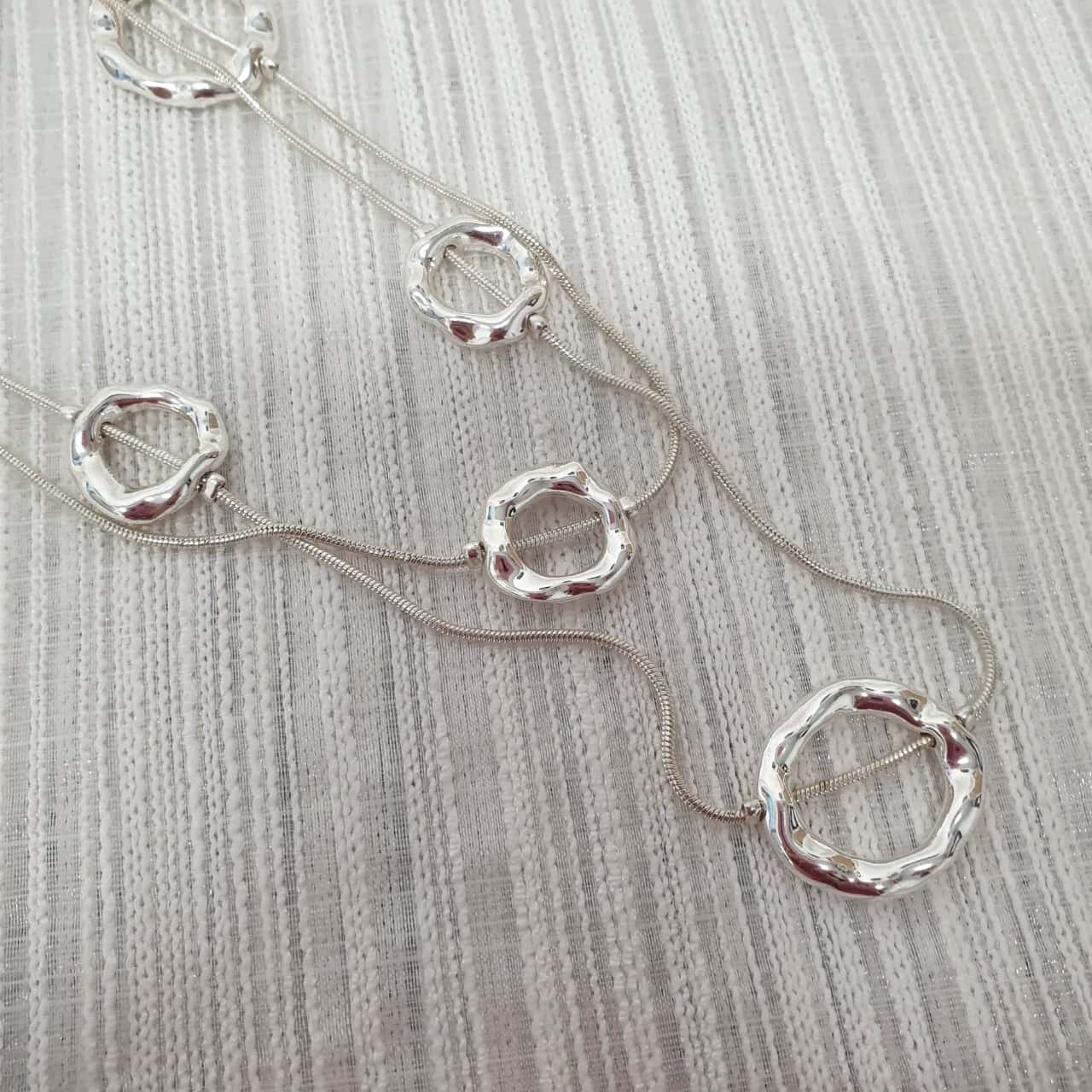 Welbijoux Elegant Silver Tone Long Double Layered Chains & Circle Ring ...