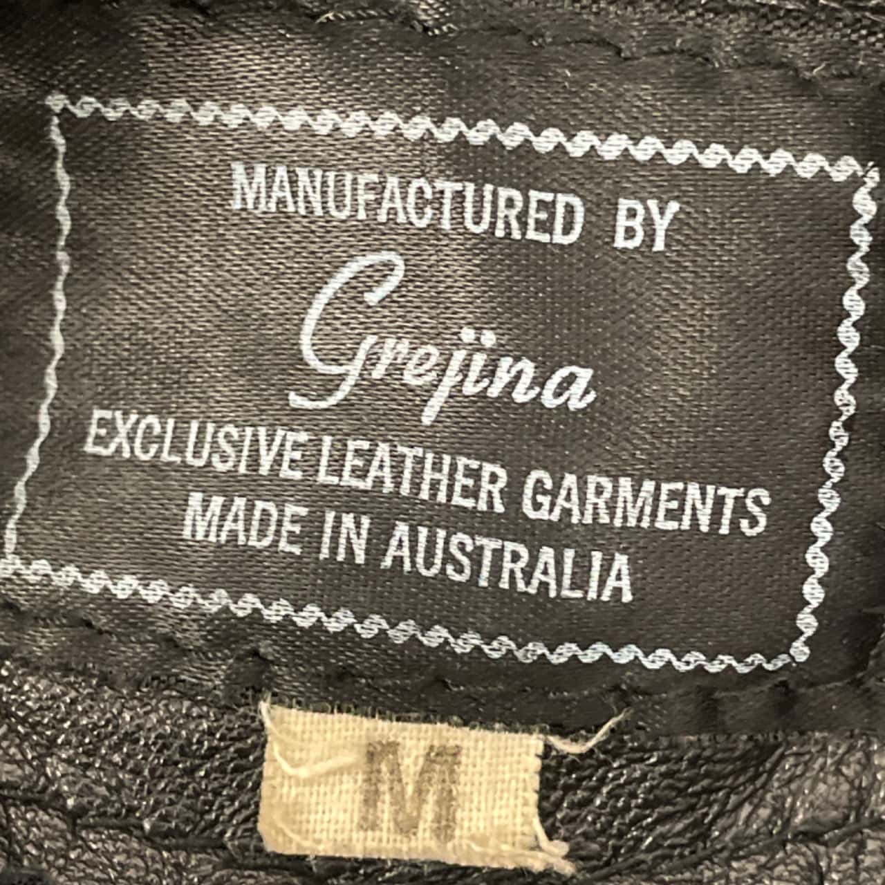 Grejina Mens Vintage Size M Leather Jacket Black (s)