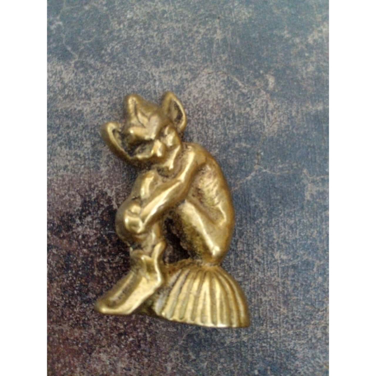 Vintage Brass Pixie/Goblin on Mushroom