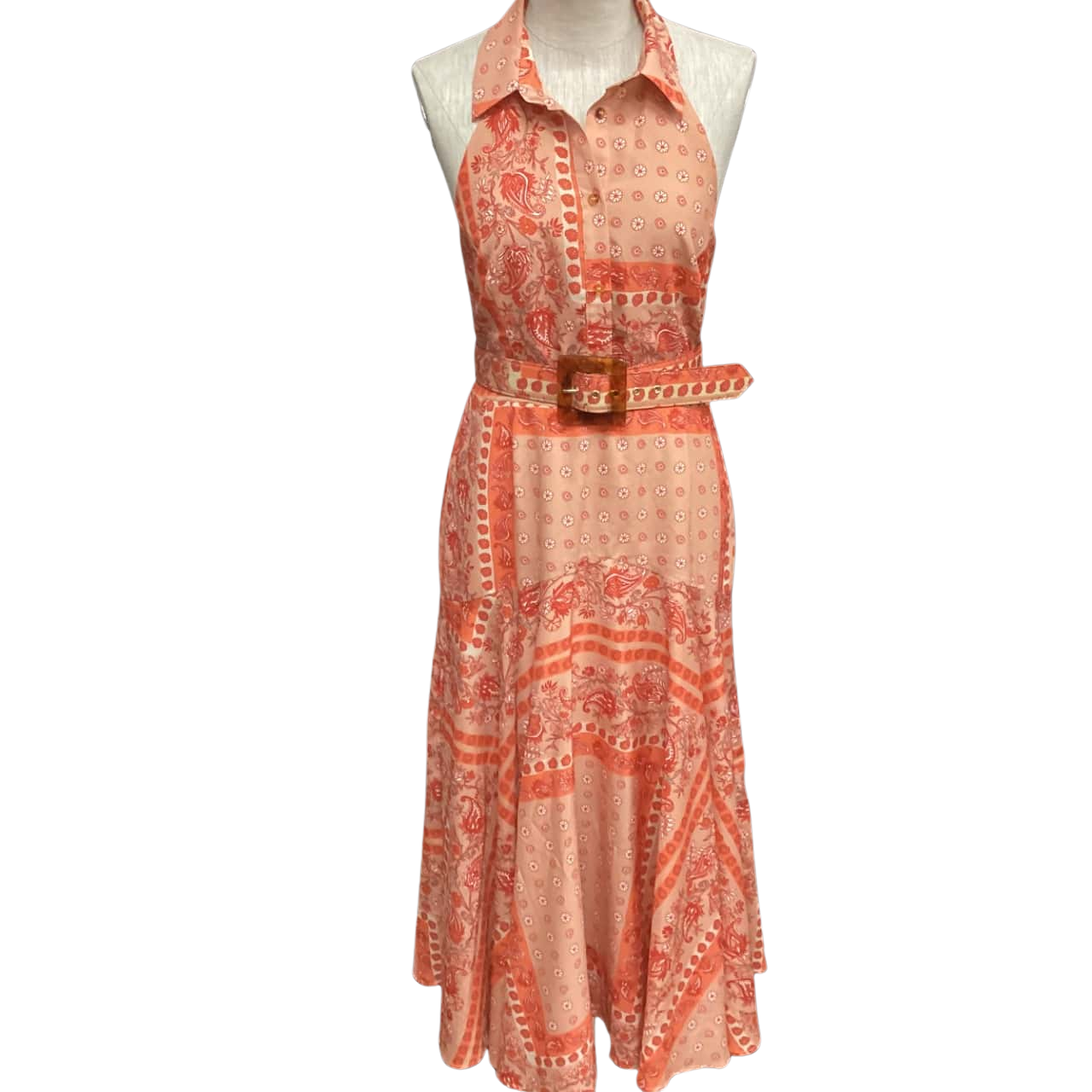 Pasduchas Size 10 Halter Neck Dress Orange (s)