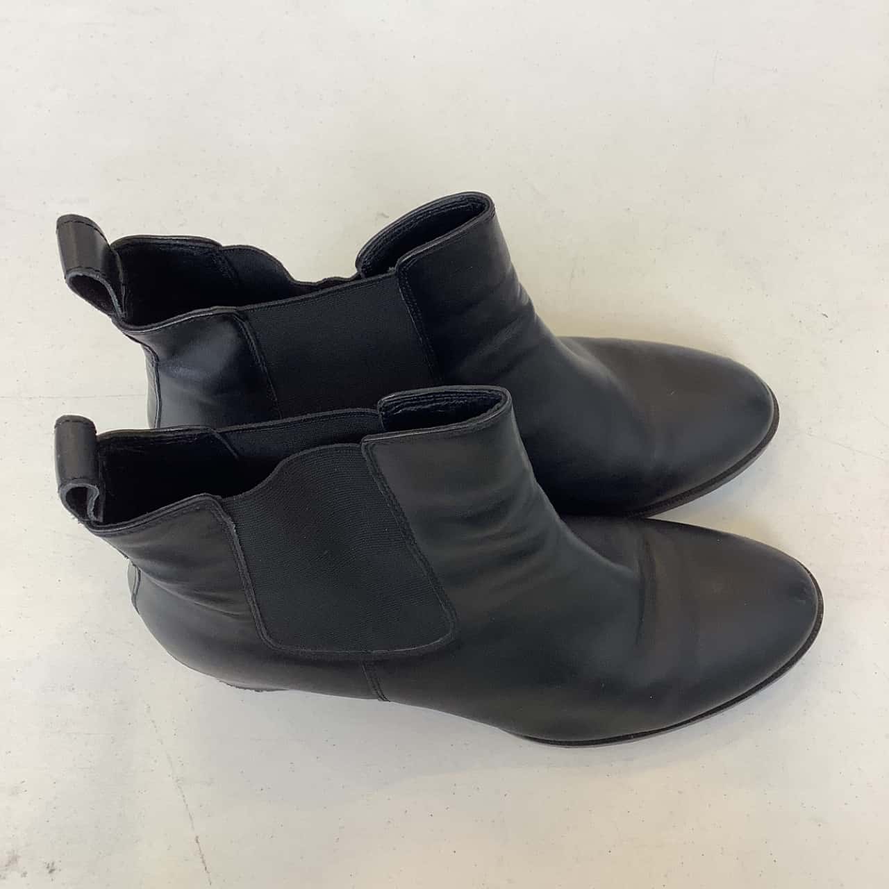 Witchery Womens Size 11.5 Leather Heel Boots Black(s)