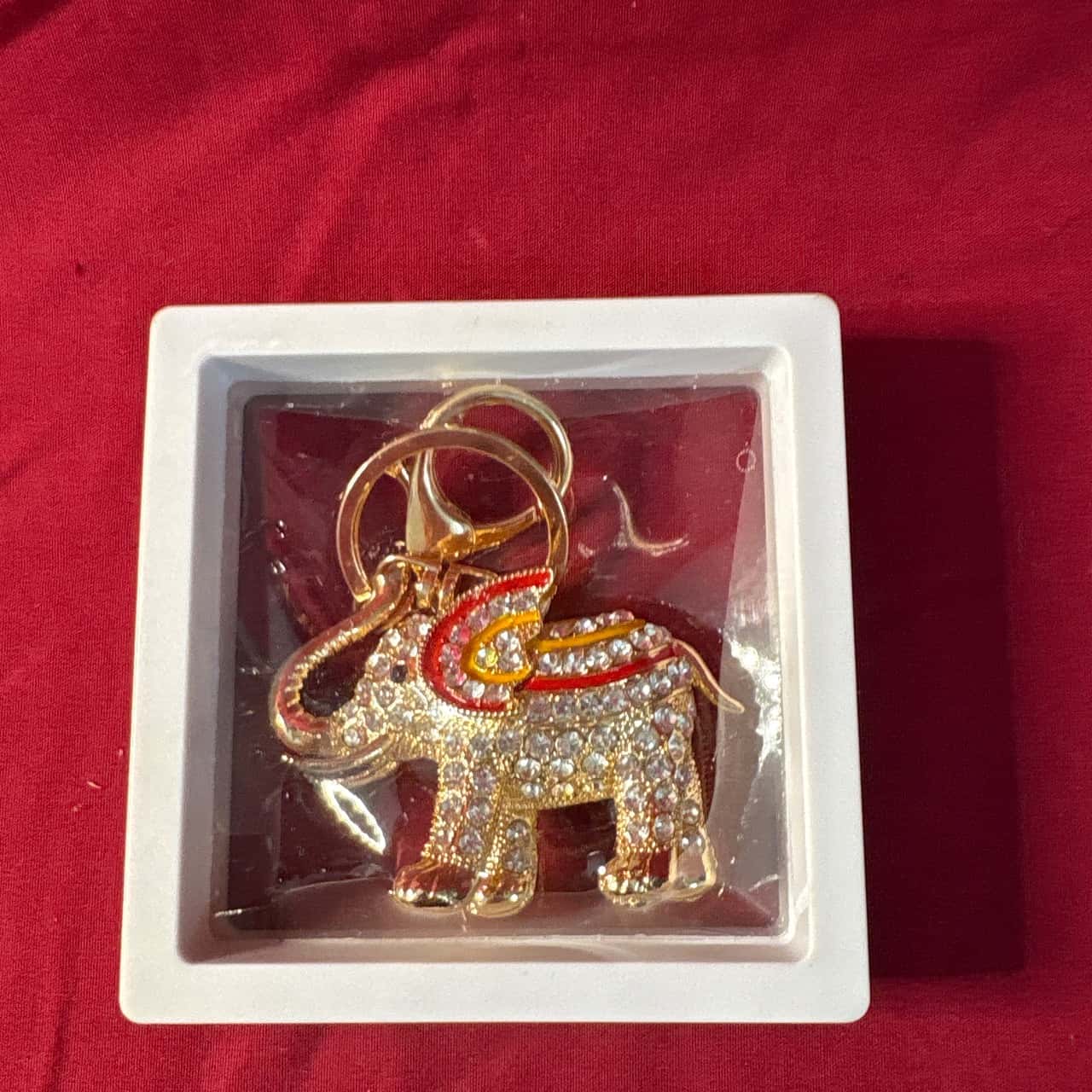 Women's Rhinestone Elephant Key Chain/Bag Charm Featuring Red & Yellow ...