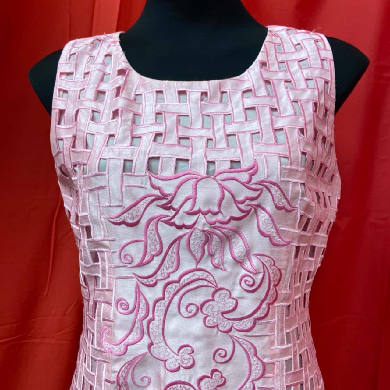 Womens Diva Silk Pink Cutwork Dress (s)