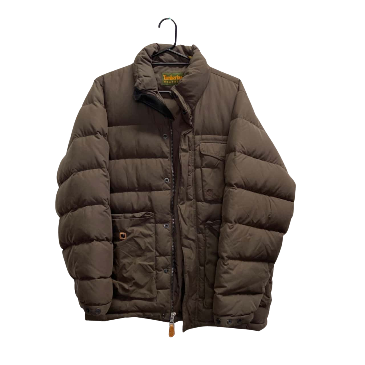 Timberland Mens Size M Weathergear Down Puffer Jacket Brown (s)