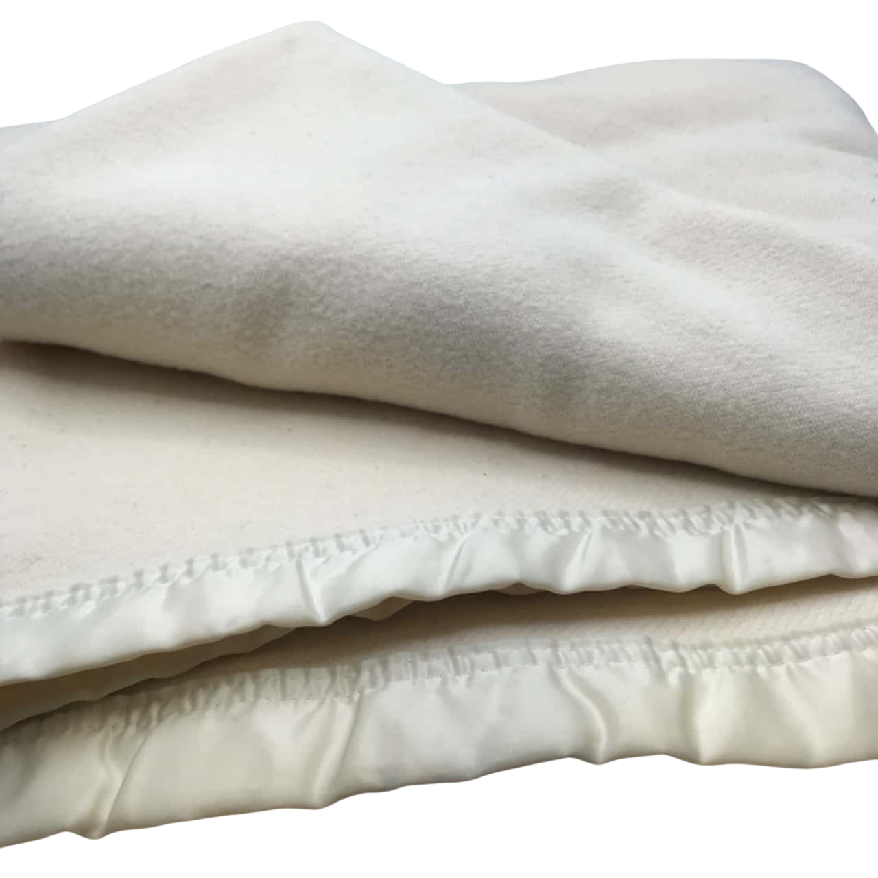 Vintage Cream Satin Bound (Wool?) Blanket 208 cm x 260 cm(s)