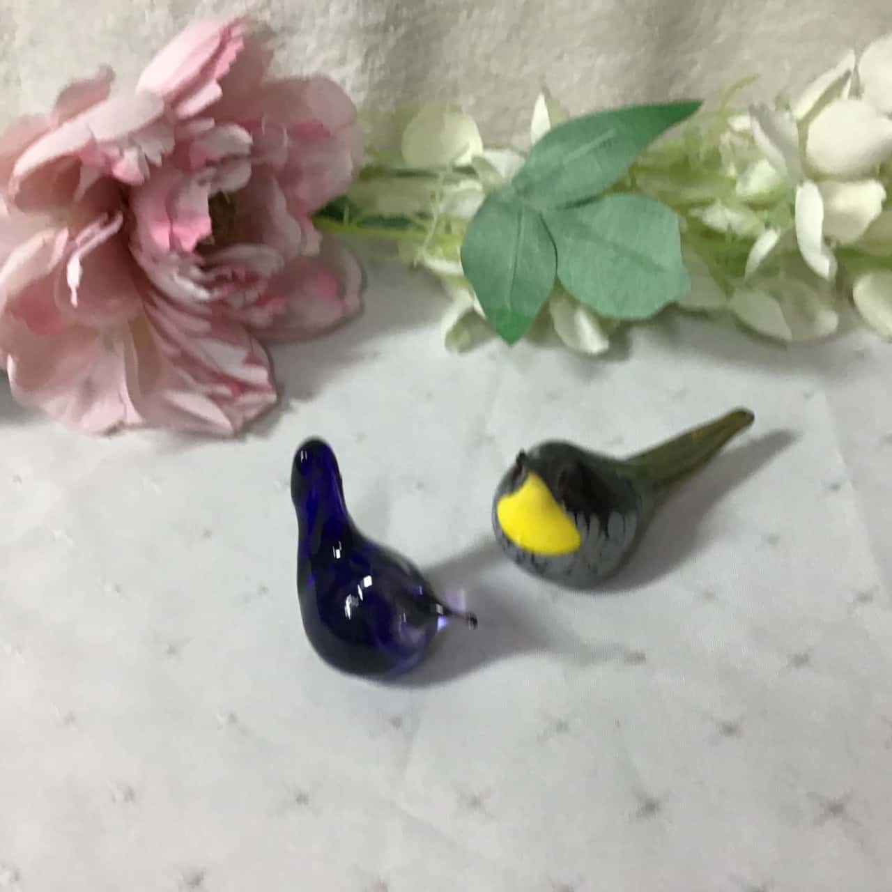 Decorative Coloured Pattern Hand Blown Small Glass Bird Ornaments