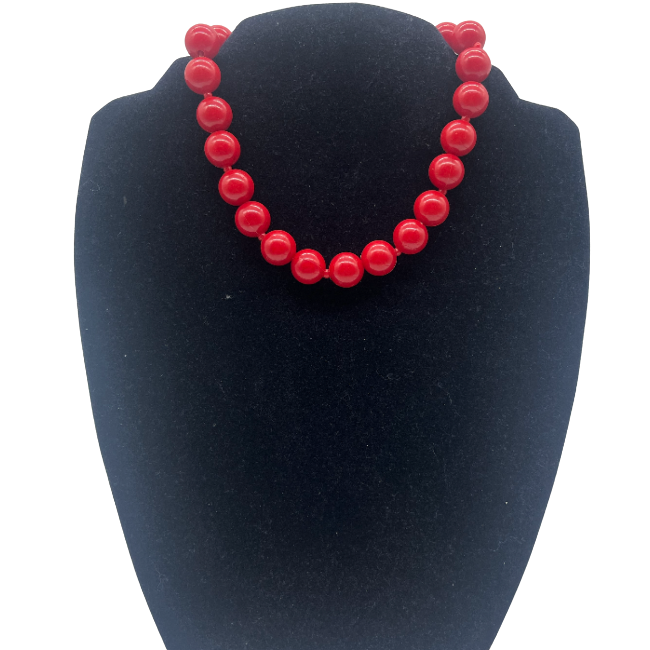 Vintage Red Bead Necklace Made in Hong Kong(s)