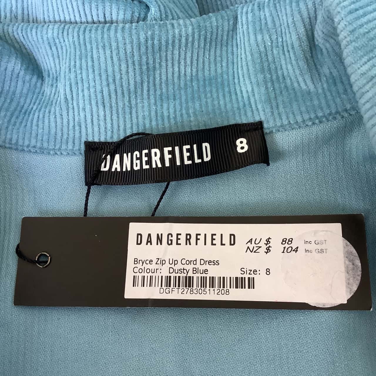 Brand New Dangerfield Womens Size 8 Bryce Corduroy Dress Dusty Blue(s)