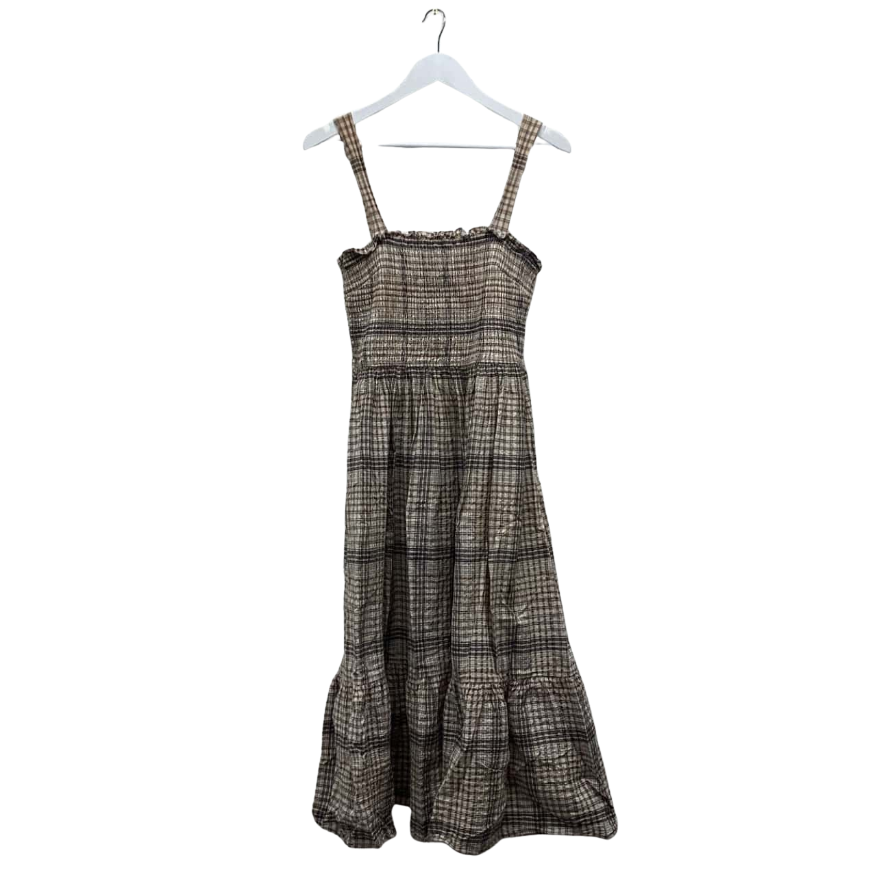 Seed Heritage Size 12 Smocked Check Midi Sundress Tiered Cotton