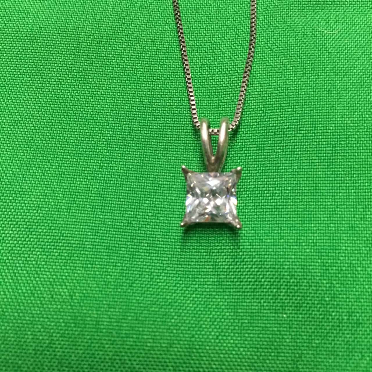 925 Silver 40cm Necklace With Diamanté Pendant(s)