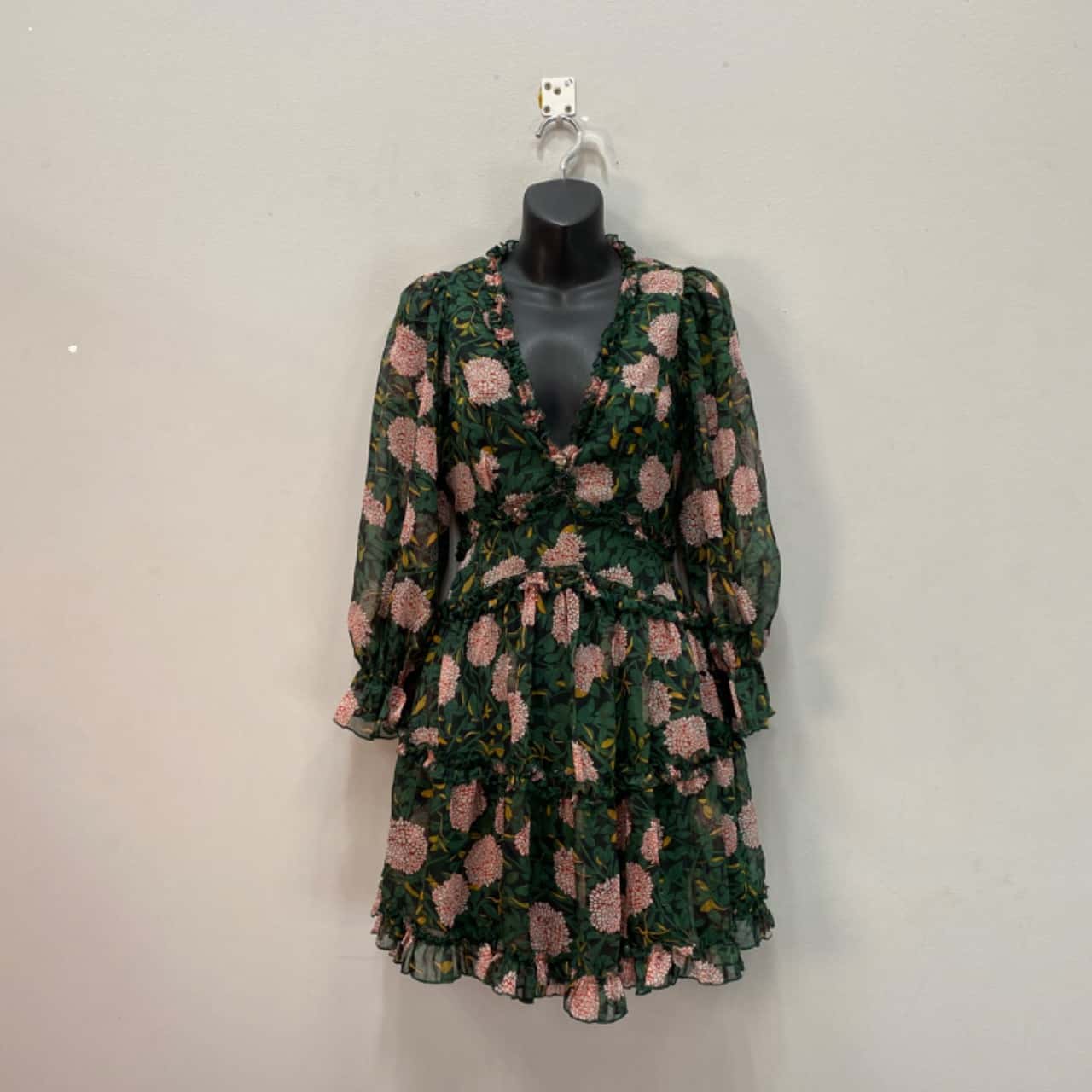 Angel Biba Womens Size 8 Mini Dress Floral / Green (s)