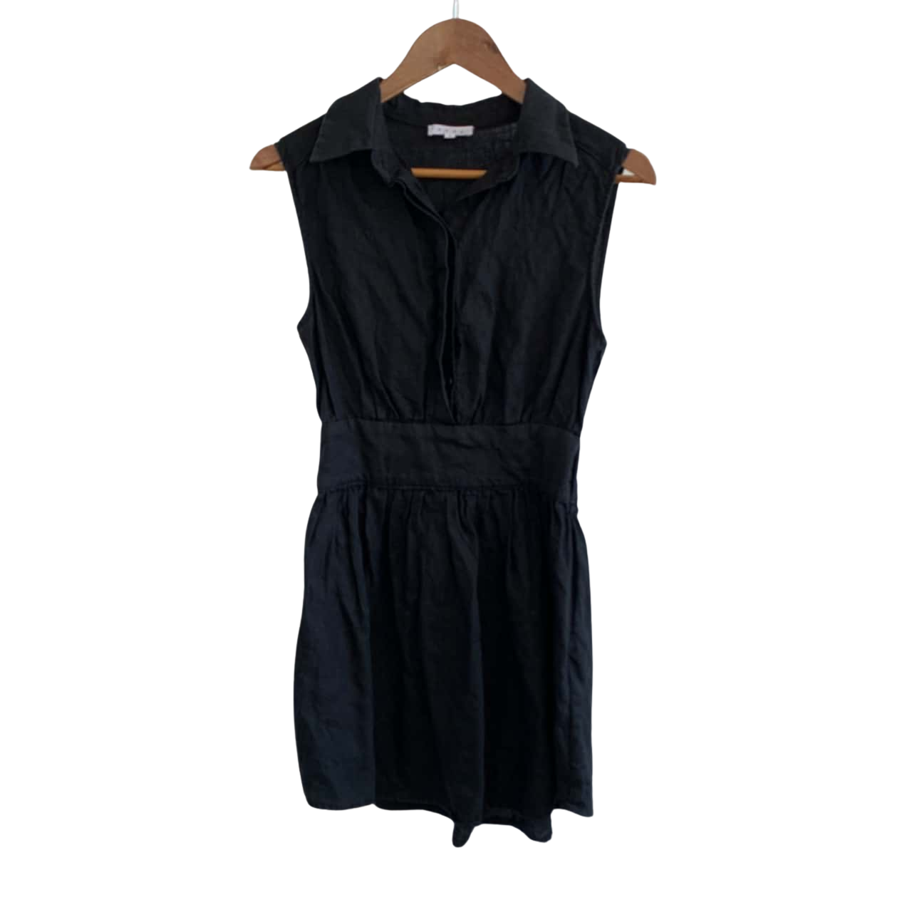 AERE Size 8 Black Linen Mini Dress (s)