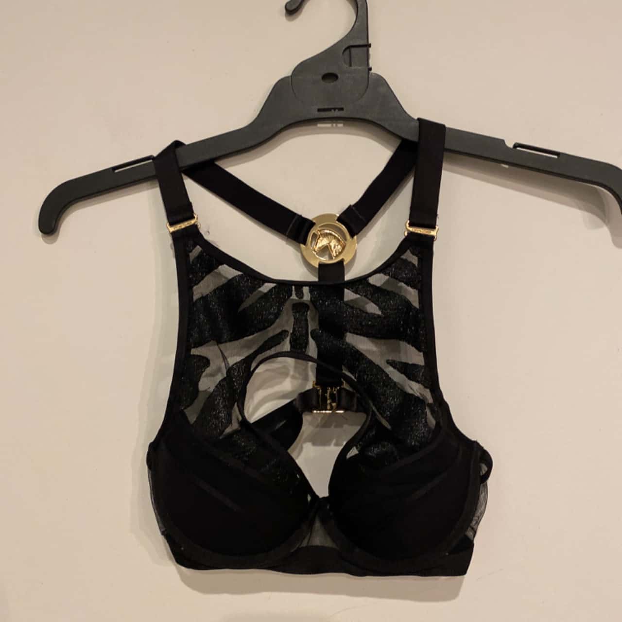 Honey Birdette Womens 3PC Bra & Panty Set Size 10C Black (s)