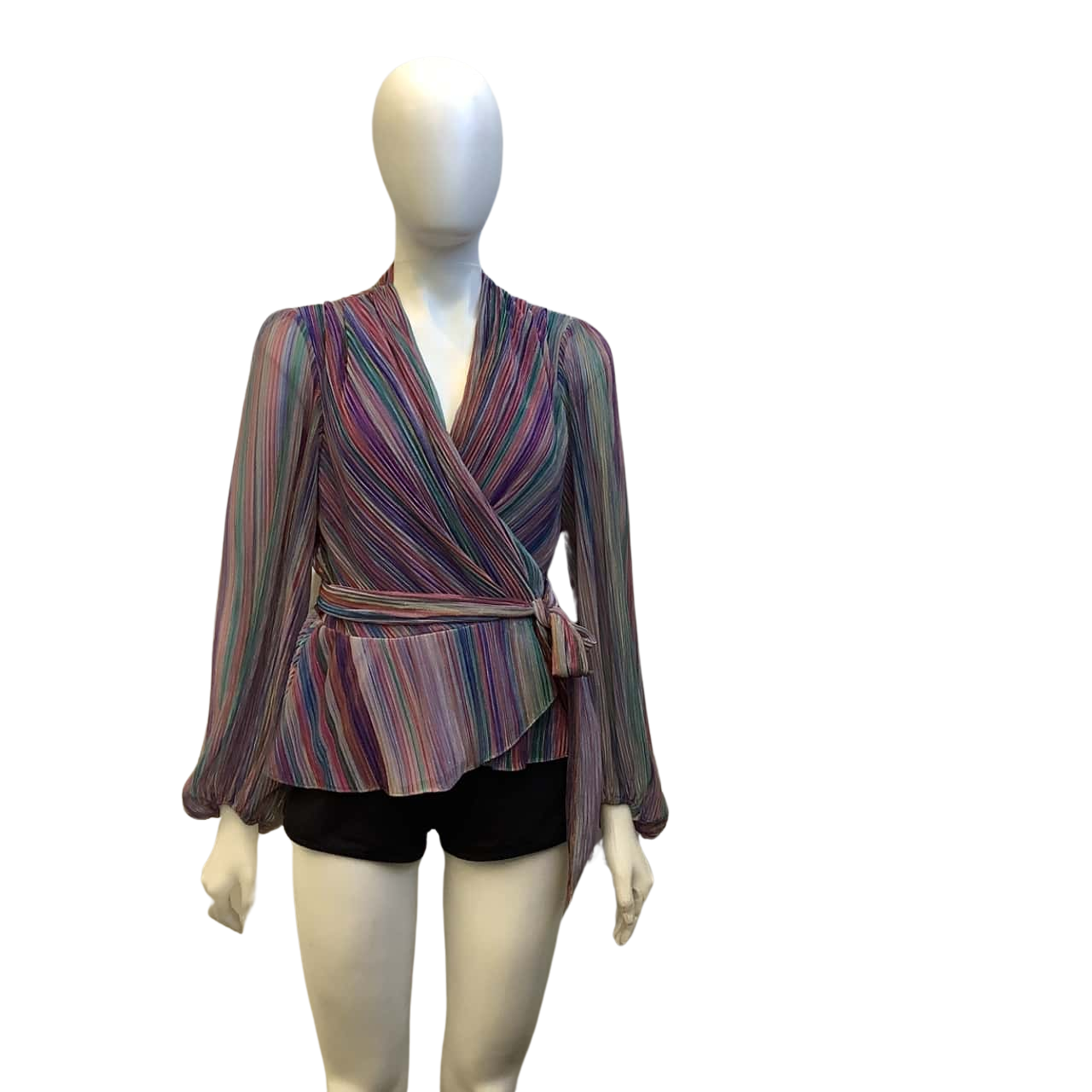 Portmans Womens Size 12 Crinkled Wrap Top Multicoloured(s)