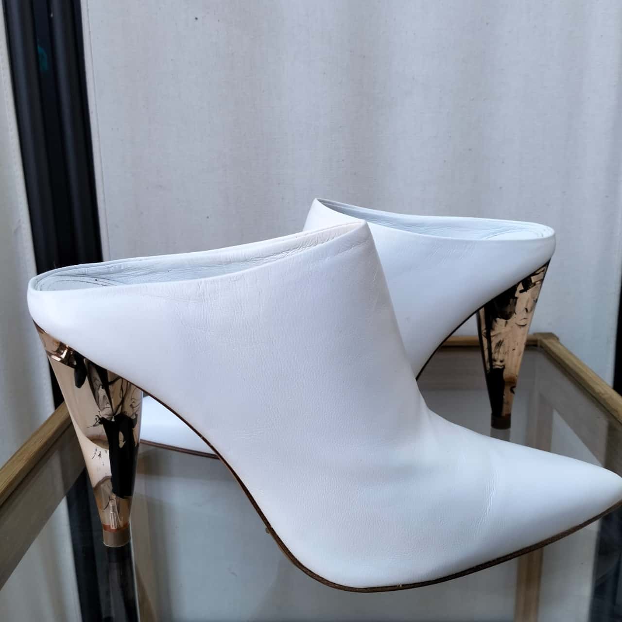 Scanlan Theodore - Plexi Heel Mule 10 Women. Size 38 White and Gold ...