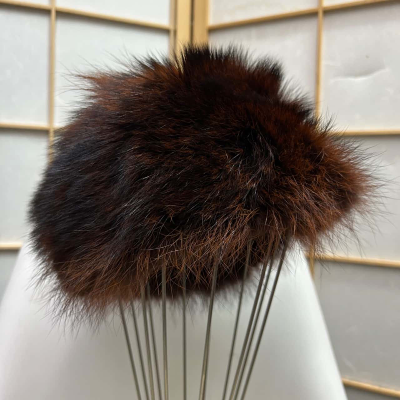 Unisex Brown Fur Lined Hat 29cm(s)