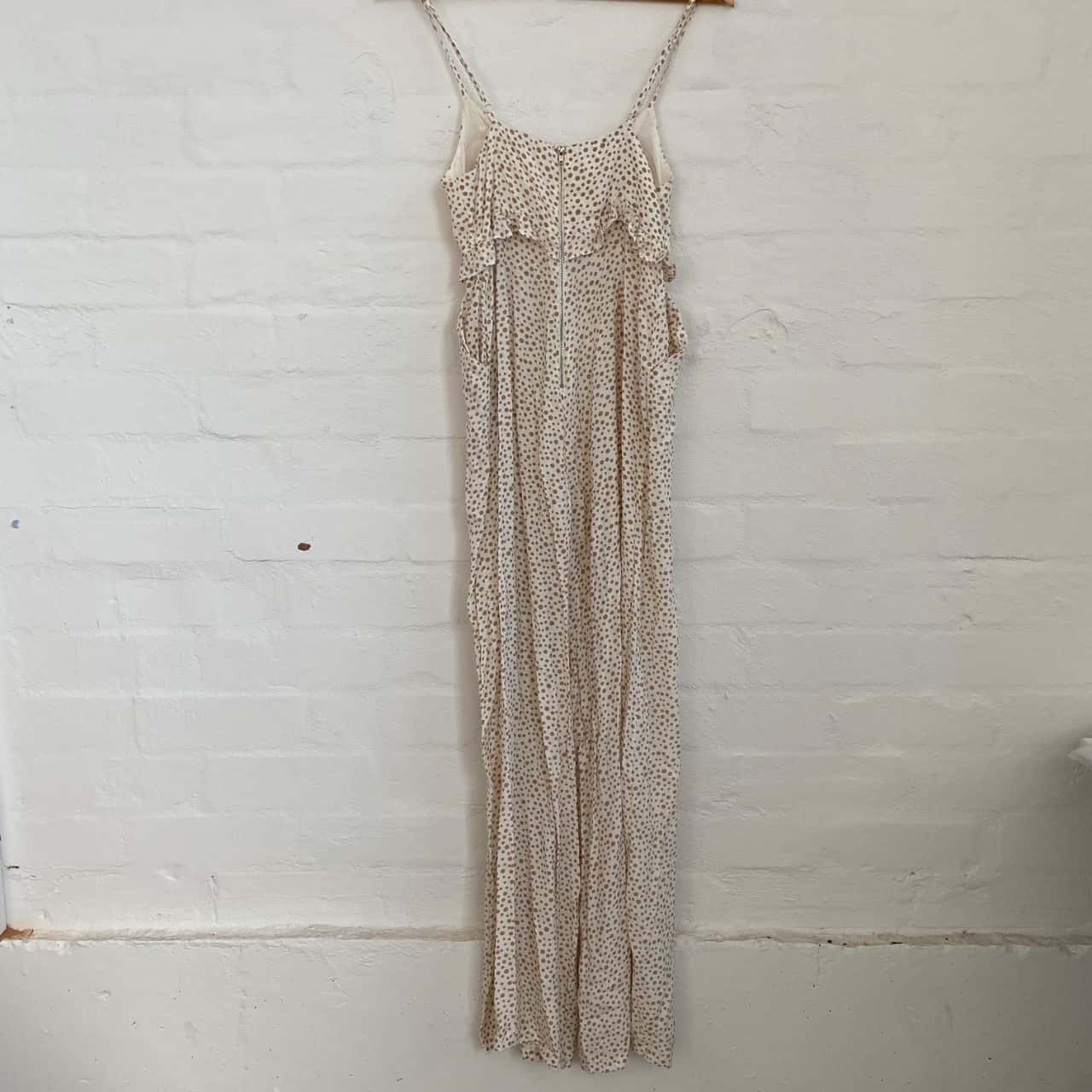 Mooloola Womens Size 10 Jumpsuit Brown / Polka Dot / White