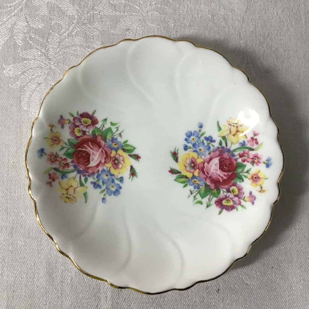 Vintage Adderley Floral Bone China Small Round Dish
