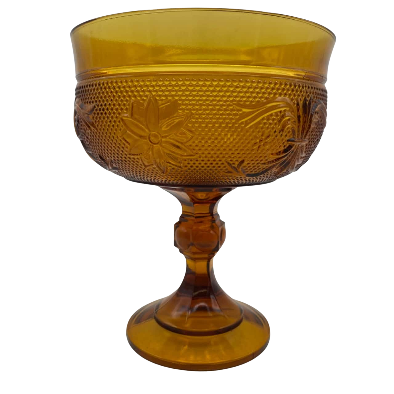 Large 20 cm Amber Glass Footed Goblet Style candy Dish / Flower Vase(s)
