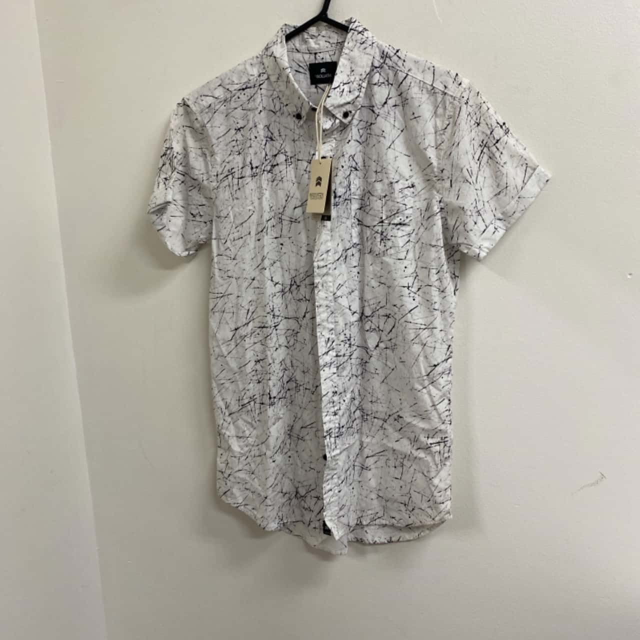 St Goliath Mens Size S Black / Grey / Pattern / White shirt