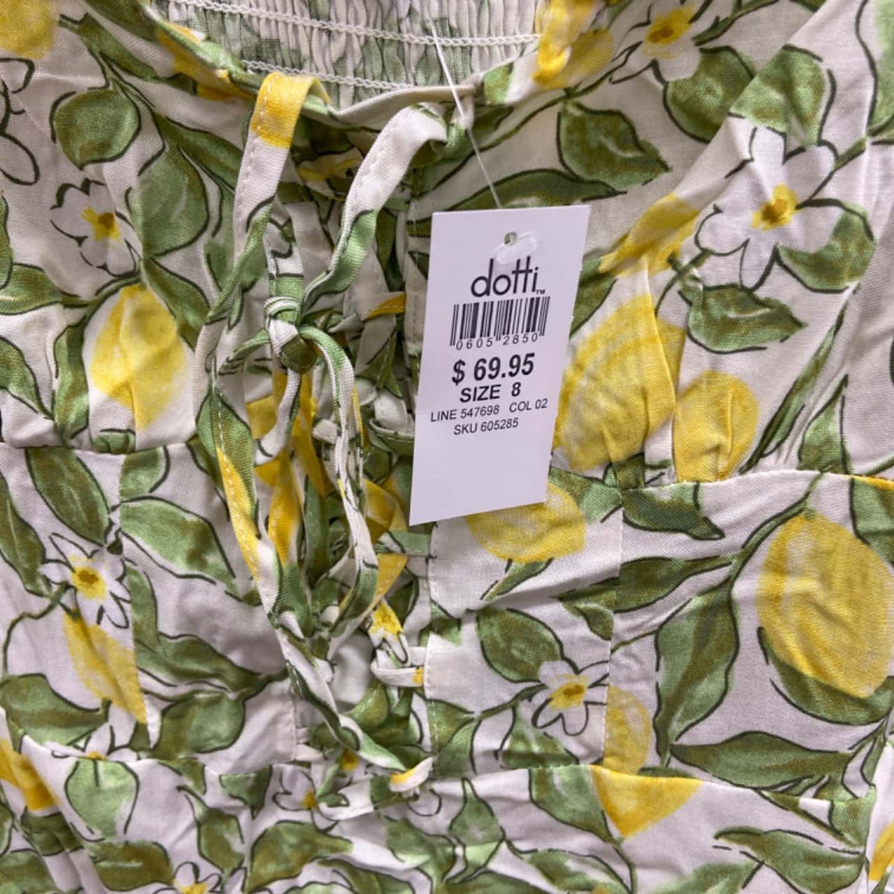 Dotti Womens Size 8 Green / Yellow summer dress