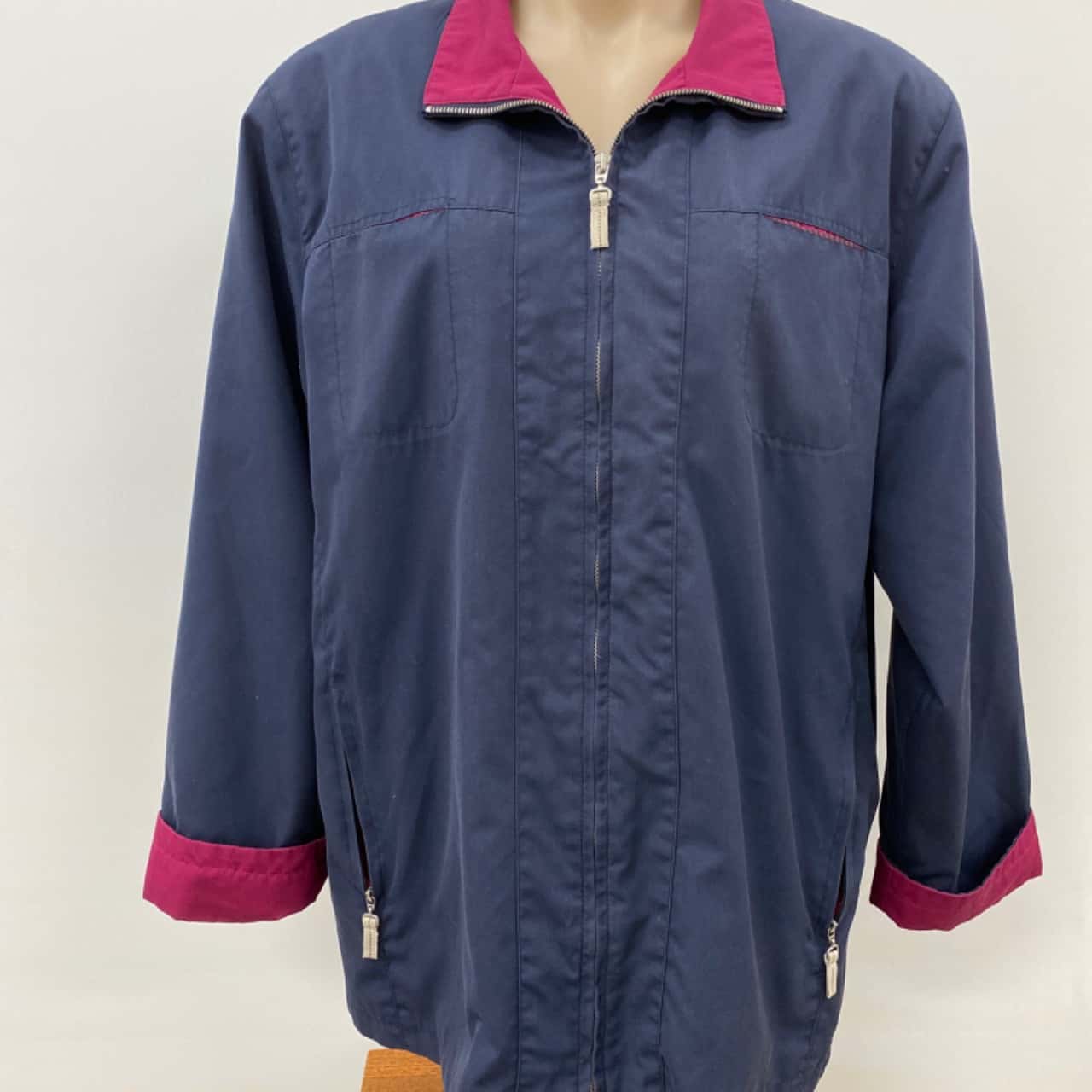 Noni B Womens Size 14 Front Zipper Maroon / Navy Blue