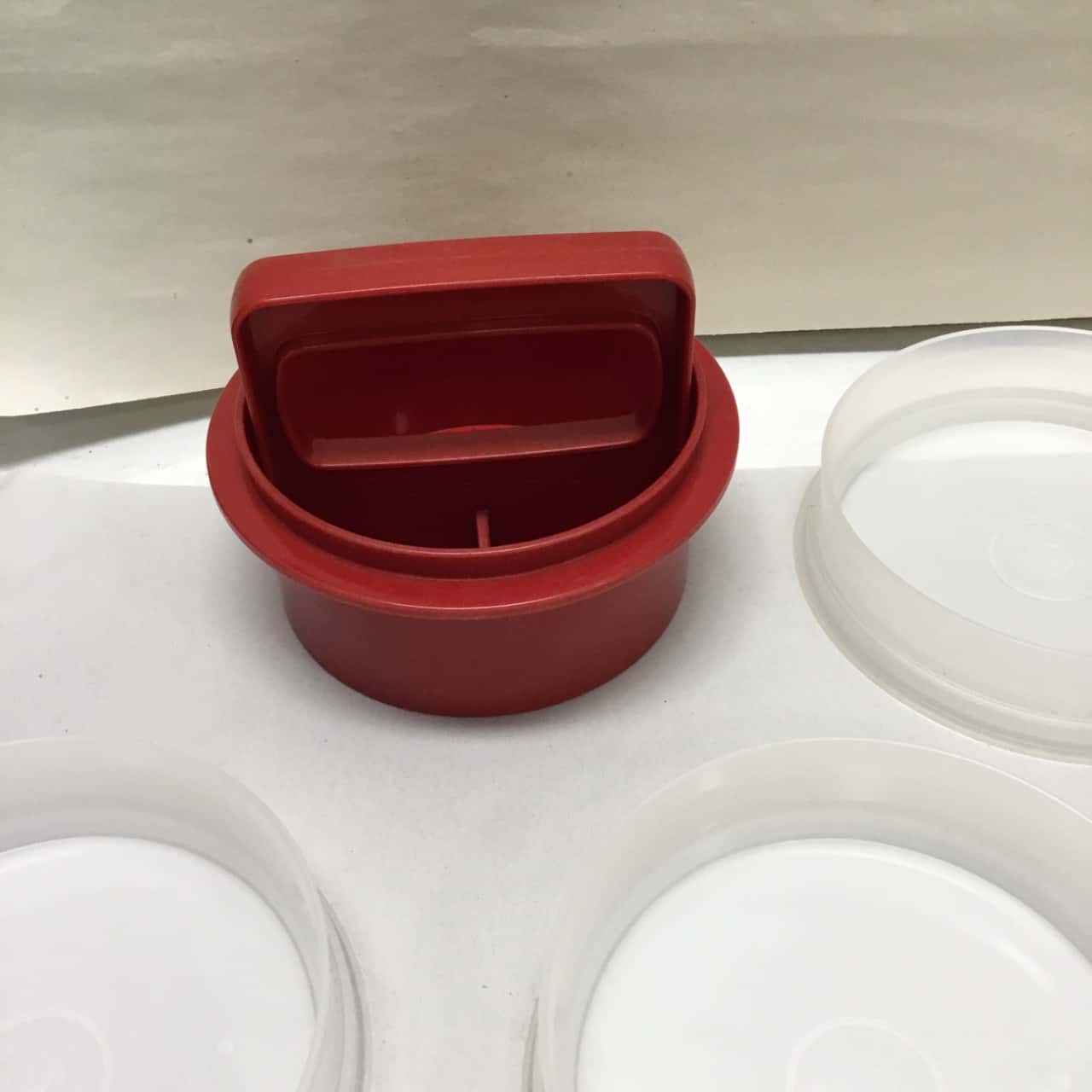 Vintage Tupperware Hamburger Press & Freezer Set(s)