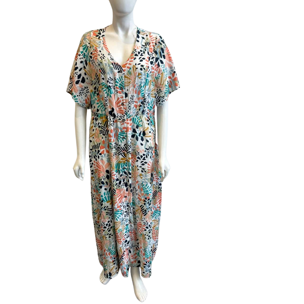 BNWT Sara Women's Size 14 Short Sleeve Maxi Dress Multicoloured Pattern (s)