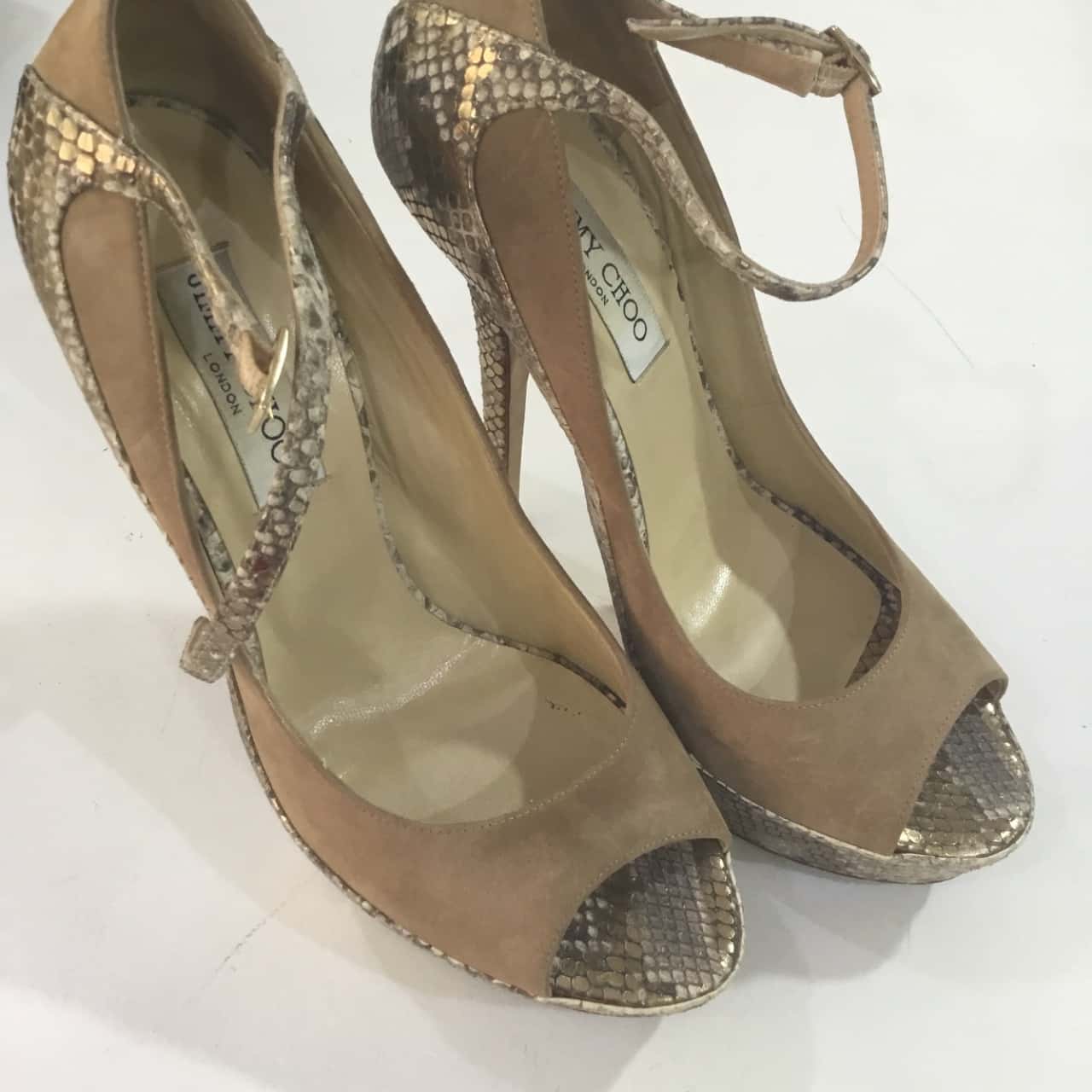 Jimmy Choo Suede Snake Print Sandals
