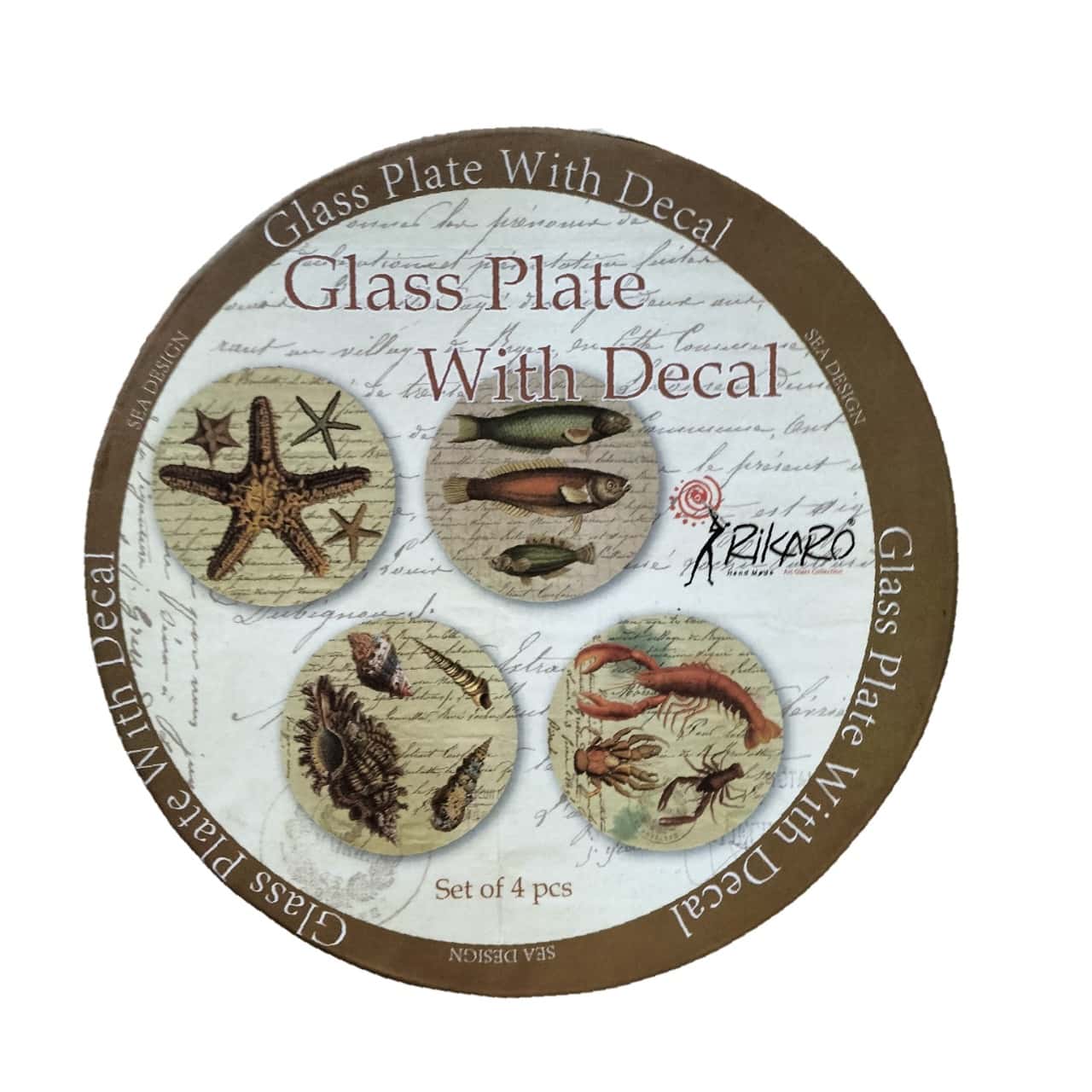 Sea Design Glass Plate Decal X 4