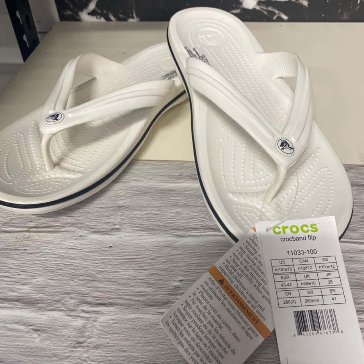 Crocs flip flops Size 44 White new (s)