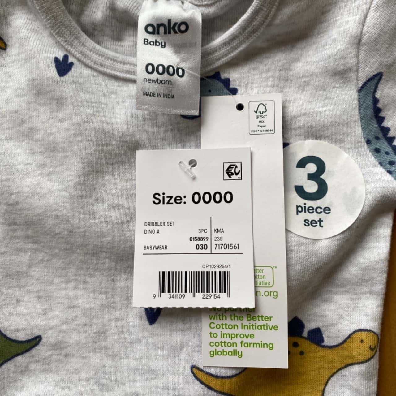 Anko Baby's Size 0000 3 Piece Set Khaki And Grey - New With Tags (s)