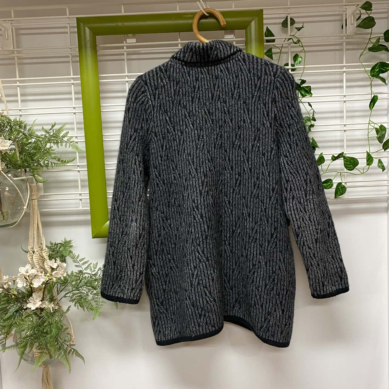 Possumdown Womens Possum Merino Cardigan Black / Grey Size L (s)