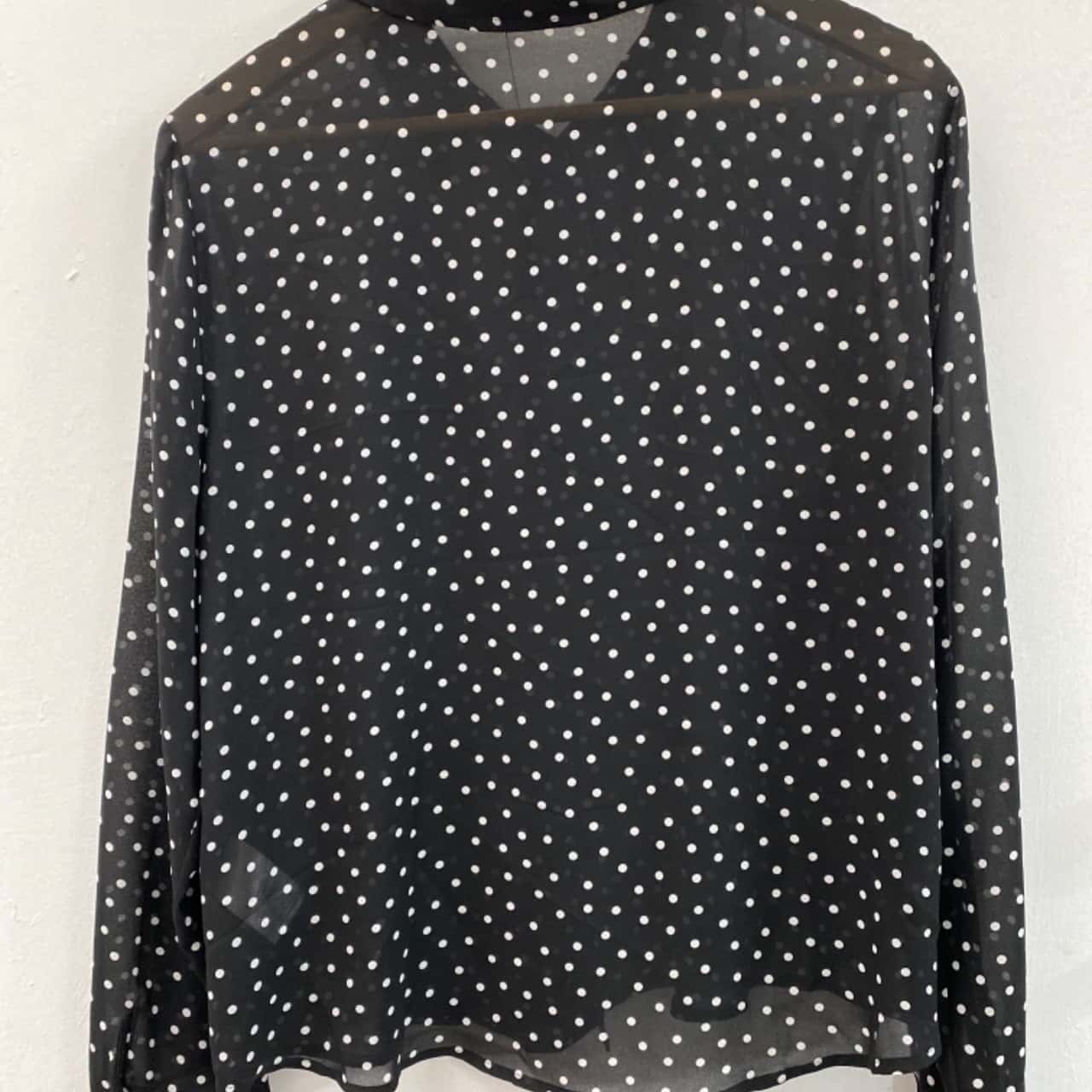 Sportsgirl Womens Size 16 Long Sleeve Black Polka Dot White S