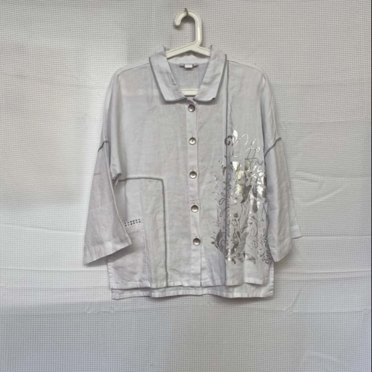 Dolcezza Womens Size S 3/4 Sleeve White Silver