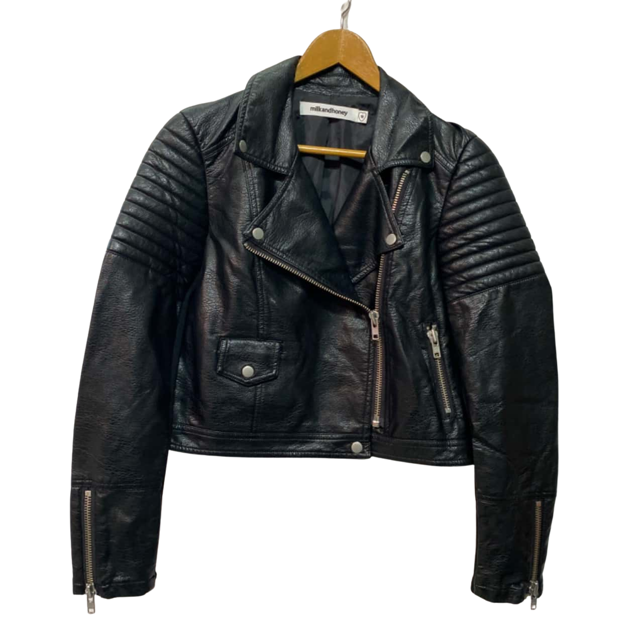 Women’s Milk and Honey Size 10 Black Pleather Jacket