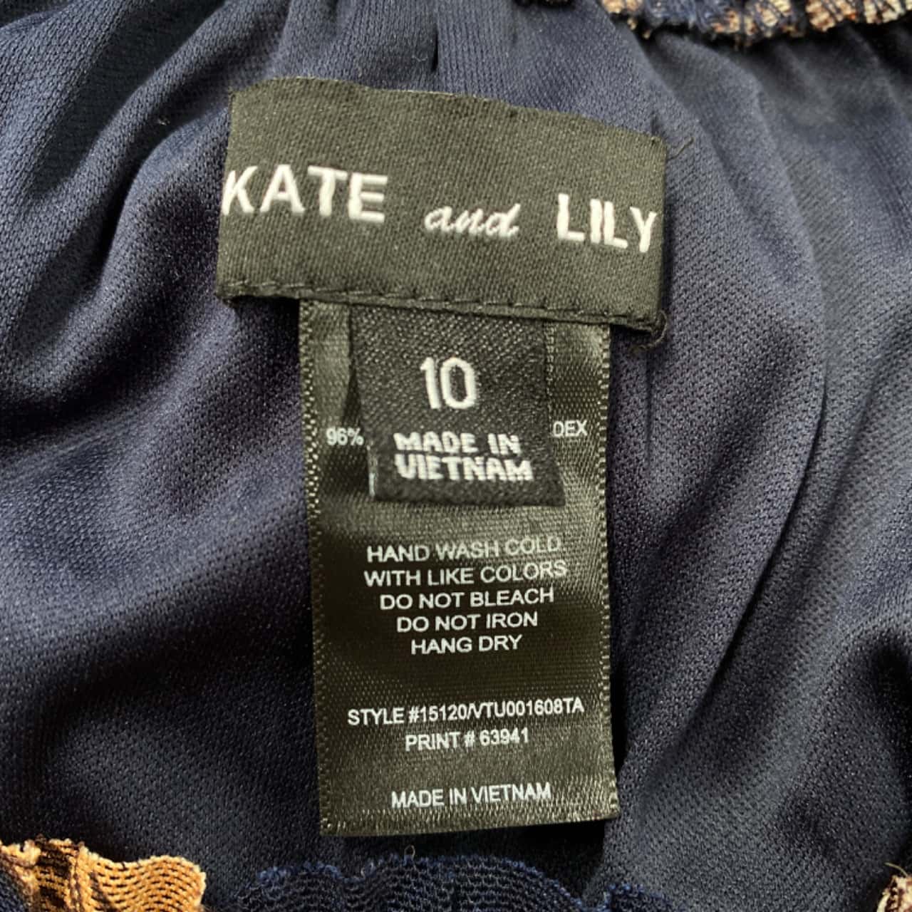 Women's Kate and Lily Size 10 Navy Blue, Orange & Brown Floral Maxi Dress