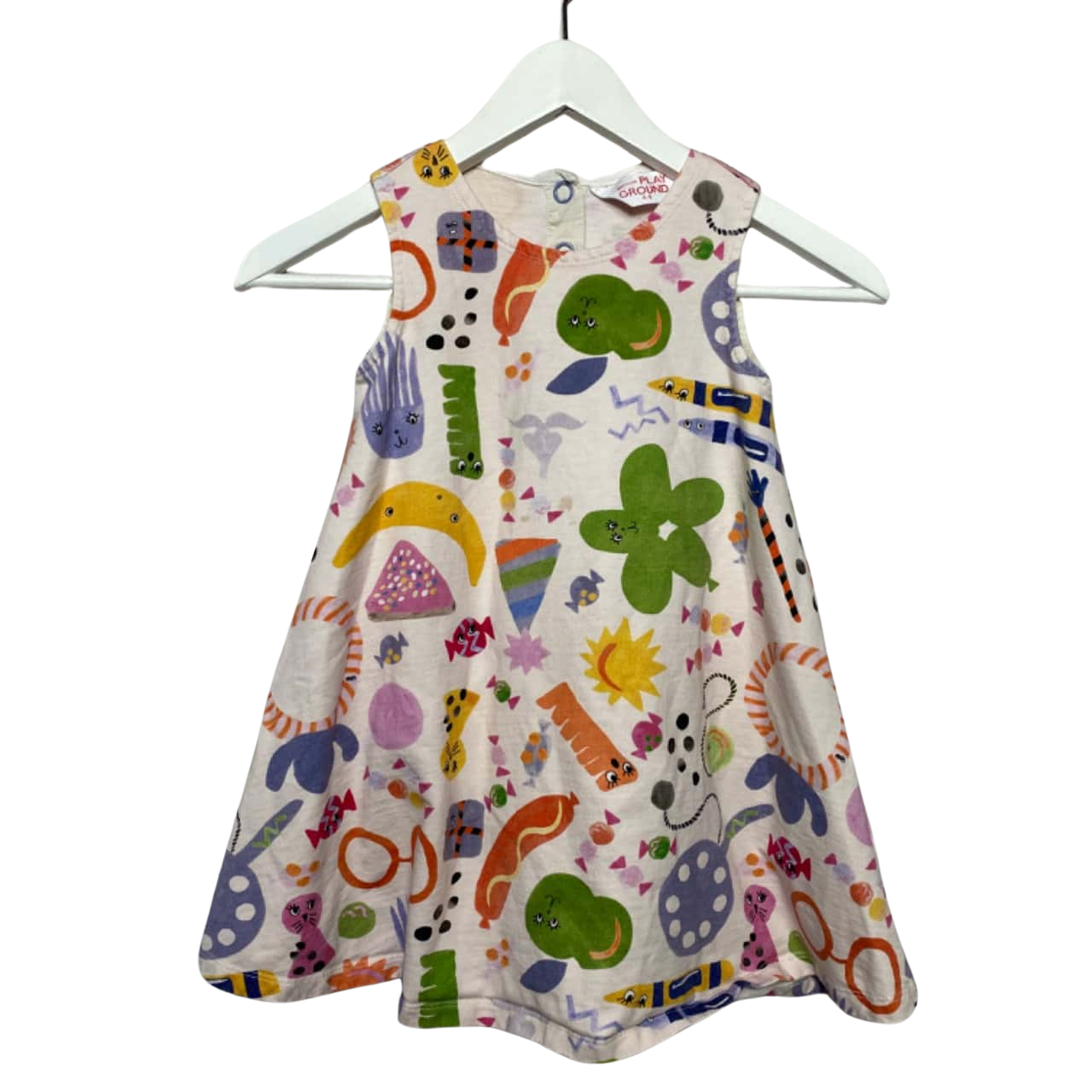 Gorman Playground Kids Size 4 5 White Multicoloured Sleeveless Dress s 