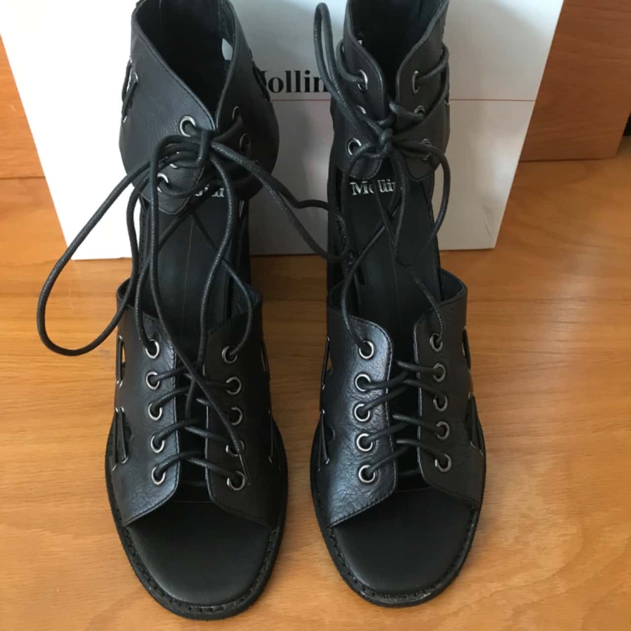 Mollini ‘Jayluv’ Black Leather High Heels Size 41
