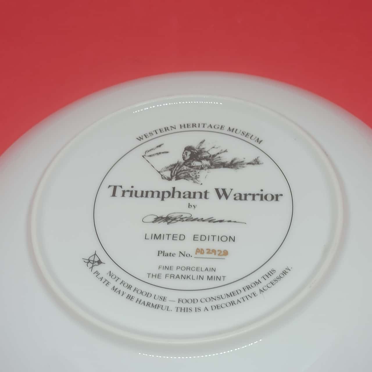 Triumphant Warrior Collectors plate. Western Heritage Musuem. Limited ...