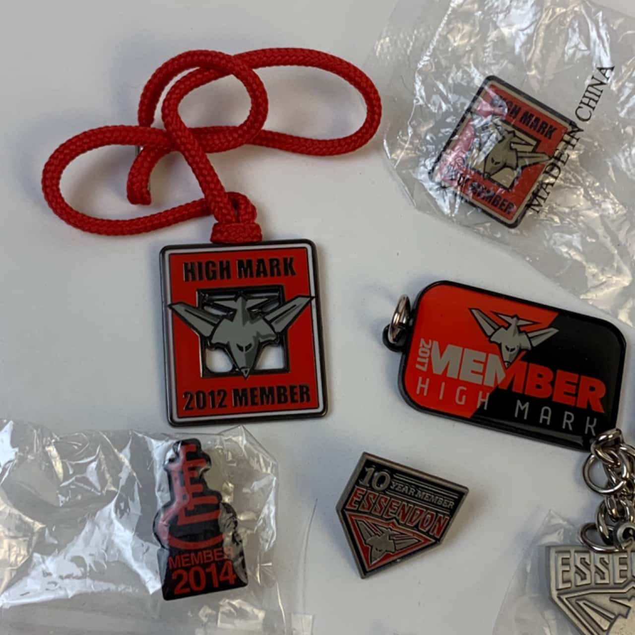 Essendon Bombers AFL High Mark Member Pins & Keyrings incl. Rare 10 ...