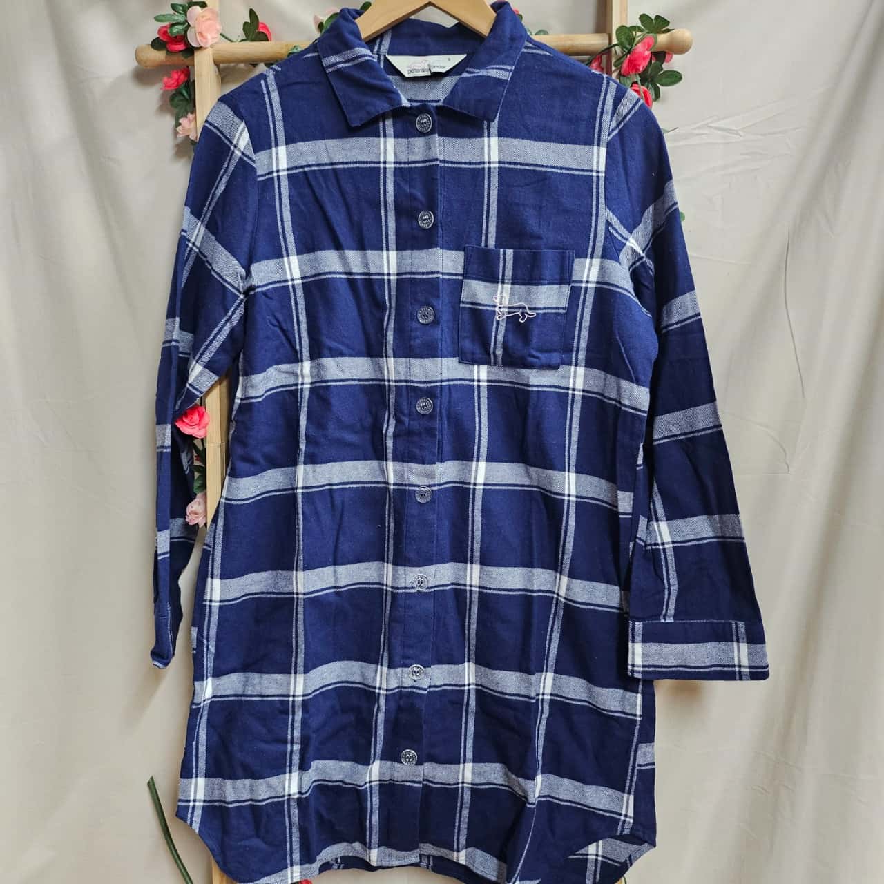 Womens Peter Alexander Blue Shirt Nightie Size S