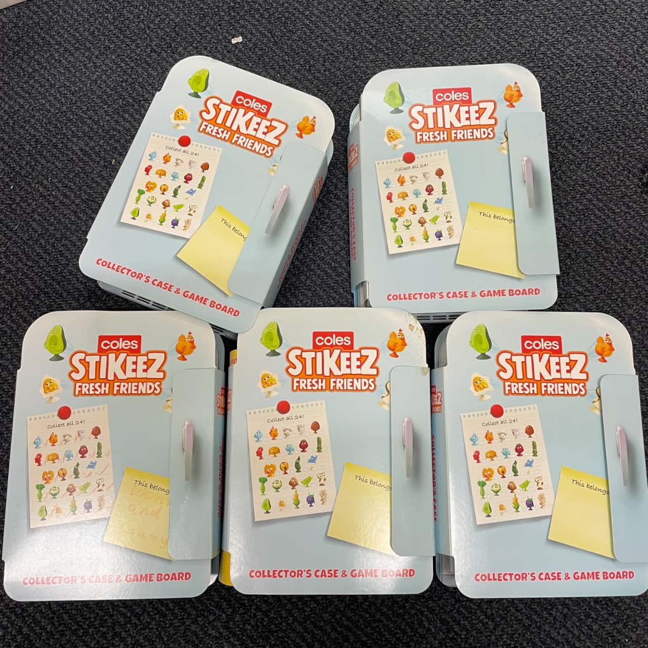 Coles Stickeez. 5 set boxes. 3 complete, two incomplete.