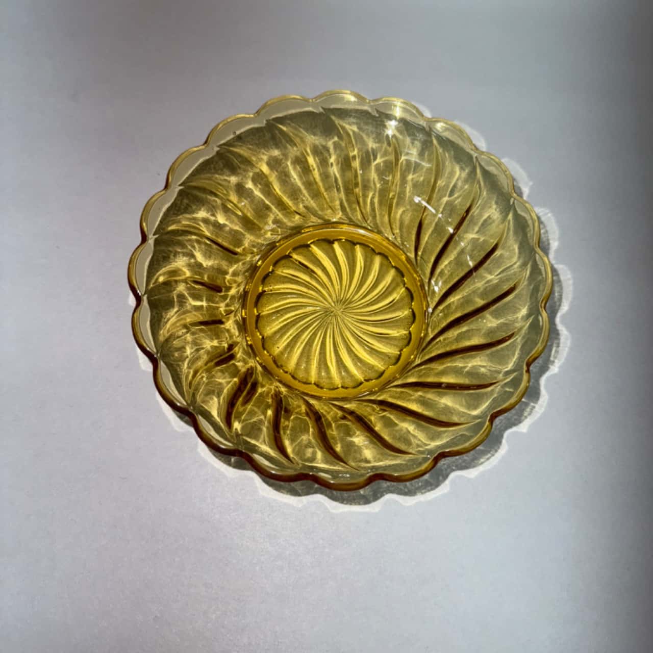 Bagley Amber Glass Swirl Bowls 1970