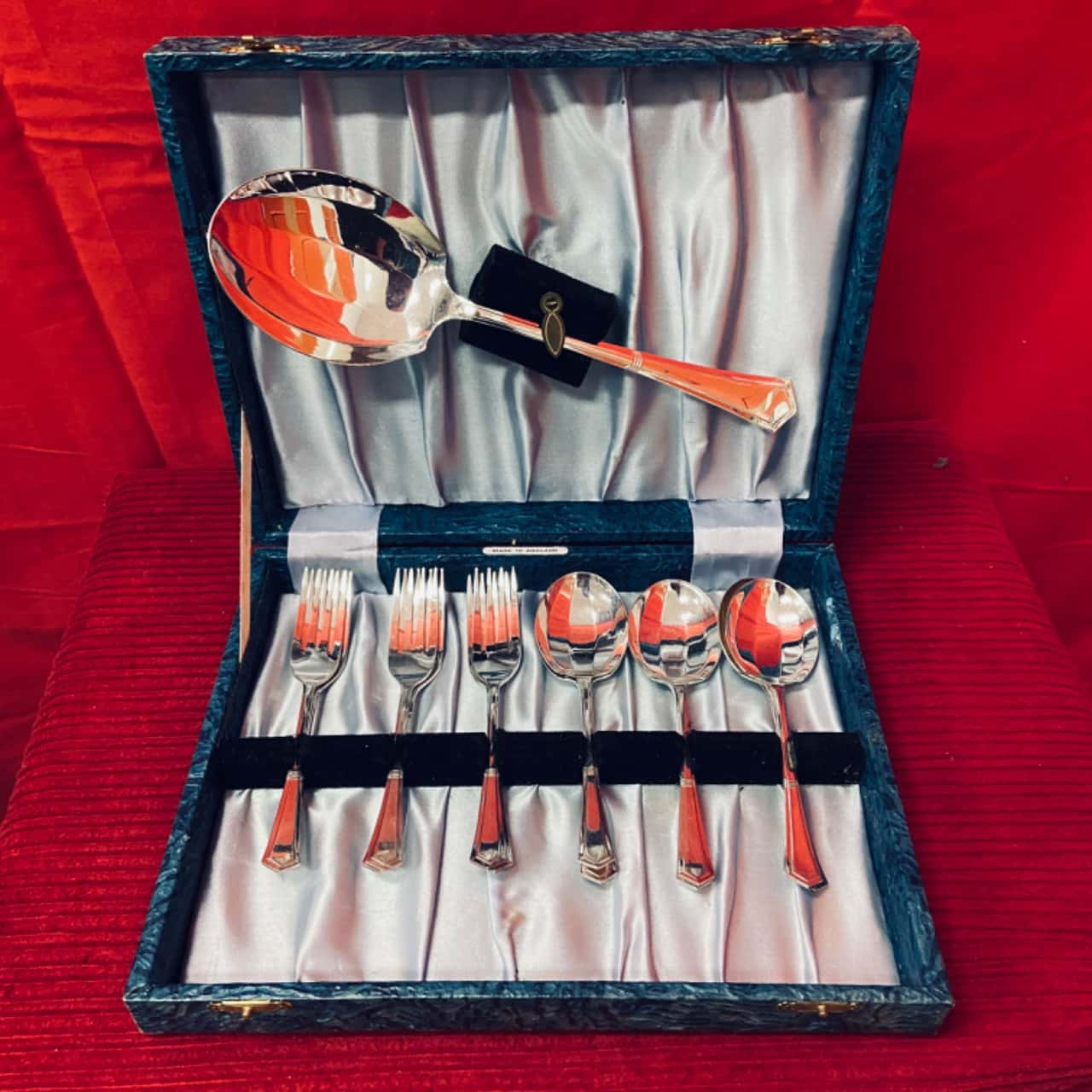 Made in England Vintage Retro Desert Spoons & Forks with Serving Spoon ...