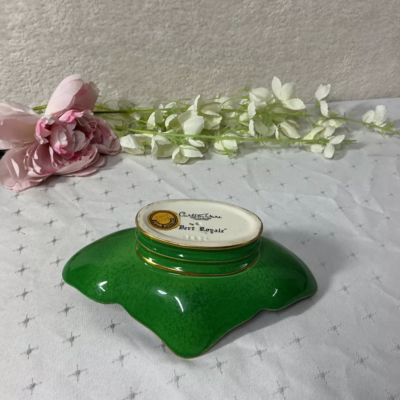 Vintage Carlton Ware Art Deco Style Green/ Gold "Vert Royale" Footed ...