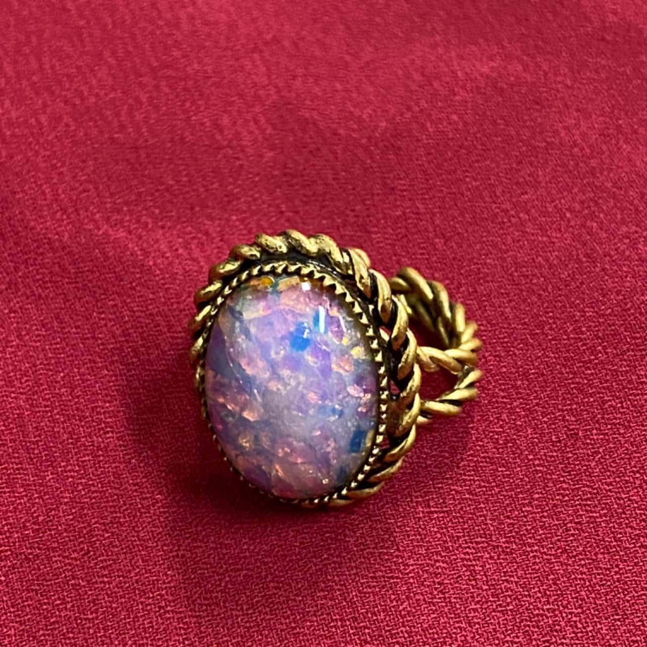Womens Iridescent Centred Braided Metal Adjustable Size Ring (s)